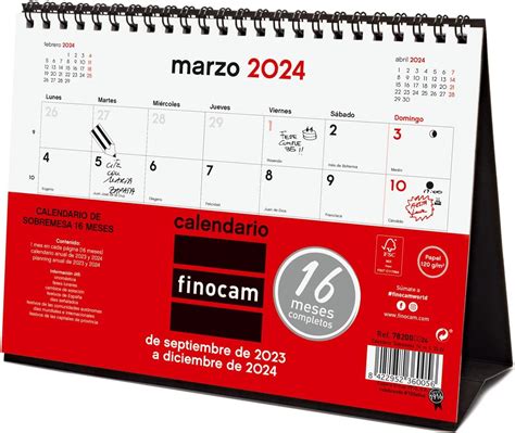 Finocam Calendrier Neutre Bureau 16 Mois 2023 2024 Mois Vue Septembre