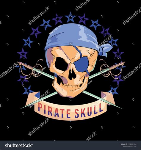 Vector Illustration Pirate Skull Eye Patch Stock Vector Royalty Free