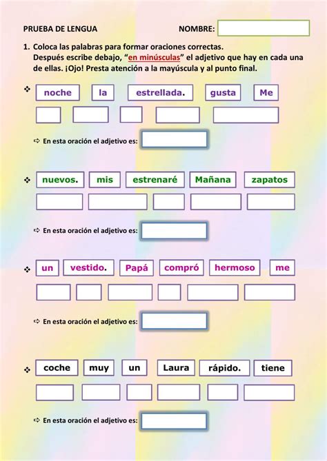 Los Adjetivos Worksheet For Primero De Primaria Artofit