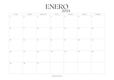 Calendarios Enero 2024 Para Imprimir PDF