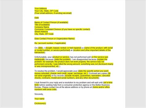 Complaint Letter Template Letter Complaint Letter Off