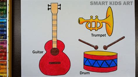 How To Draw Musical Instruments सगत वदय जतर Musical