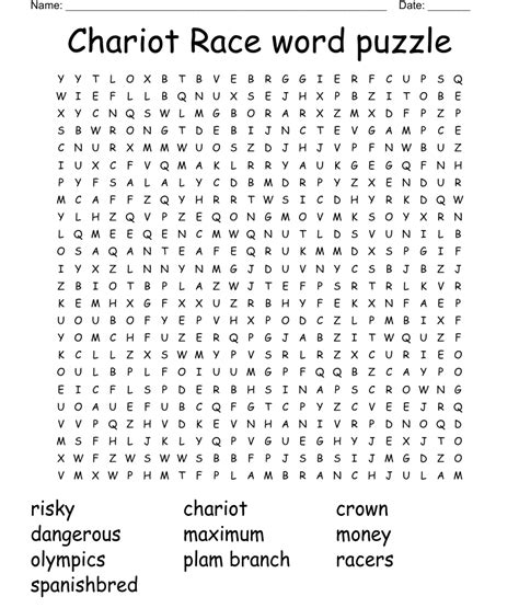 Chariot Race Word Puzzle Word Search Wordmint