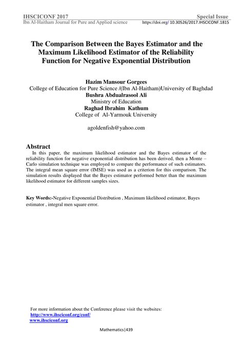 pdf the comparison between the bayes estimator and the maximum likelihood estimator of the