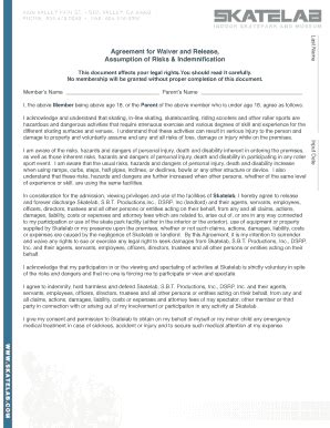 Fillable Online Agreement For Waiver And Release Assumption Of Risks