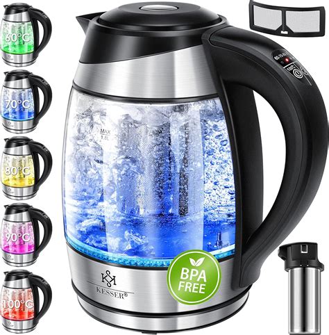 KESSER 1 8L Bouilloire en acier inoxydable avec filtre à thé et filtre