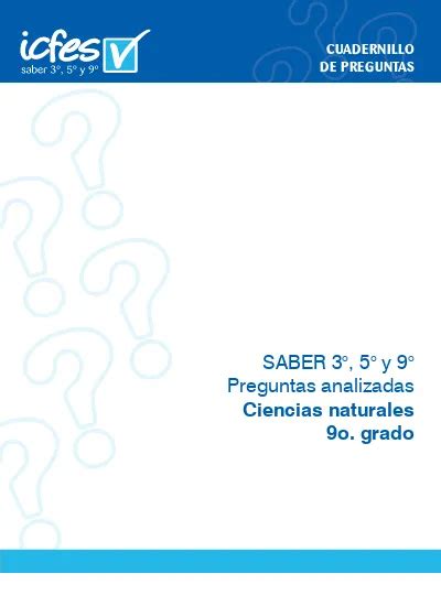 Cuadernillo De Preguntas Saber Y Preguntas Analizadas Ciencias