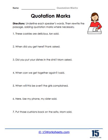 Quotation And Commas Worksheets K5 Learning Worksheets Library