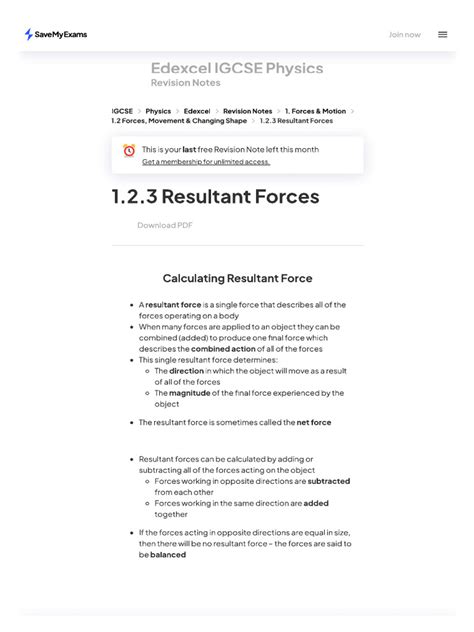calculating resultant force igcse pdf