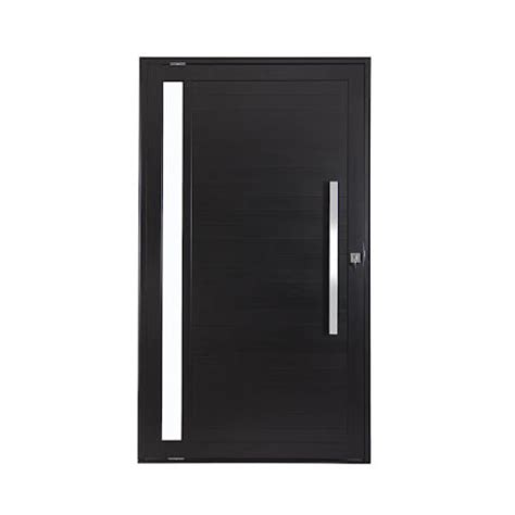 Porta De Aluminio Lambril Preto Vidro Lateral Pivotante Linha Quad