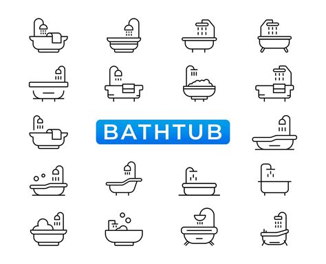 Bath Tub Icon In Filled Thin Line Outline And Stroke Style Vector