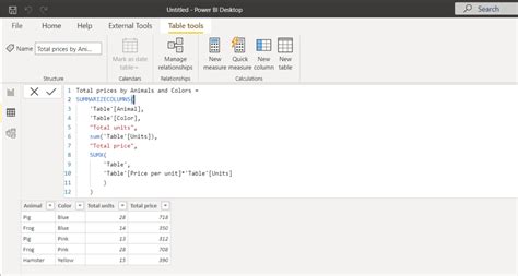summarizecolumns grouping in data model dax power pivot power bi trainings consultancy