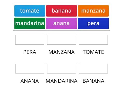 UNIR MAYÚSCULAS con minúsculas FRUTAS Une las parejas