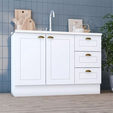 Balcão Modulado de Pia 120cm 2 Portas 3 Gavetas Emily Henn sem Tampo