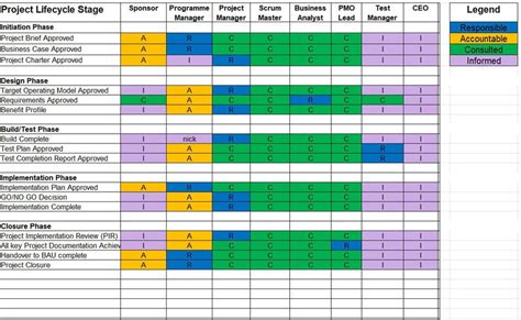 RACI Matrix Template Excel PMI APM PRINCE2 Etsy