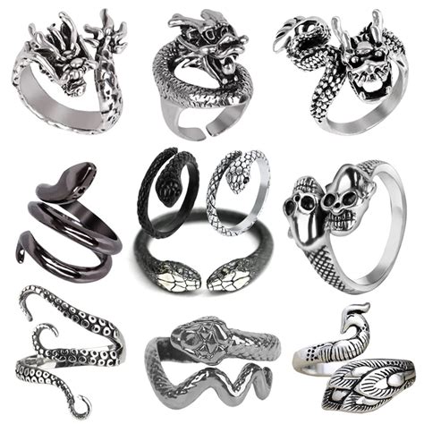 Anillo De Drag N De Serpiente Para Hombre Y Mujer Sortija Ajustable