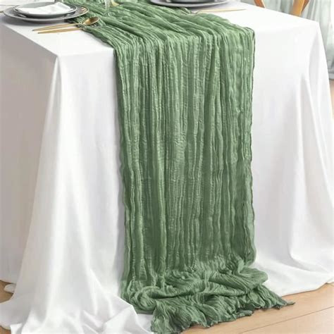 Lot De 6 Chemins De Table Vert Sauge 90 X 300 Cm Chemin De Table En