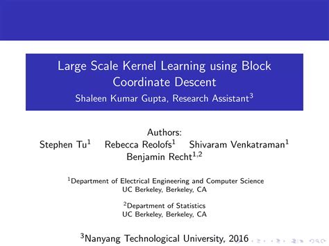 large scale kernel learning using block coordinate descent ppt