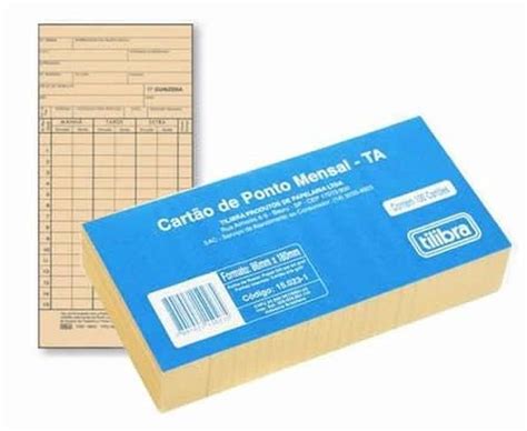 Cartao de ponto mensal rb 100 folhas 150193 TILIBRA Cartão de