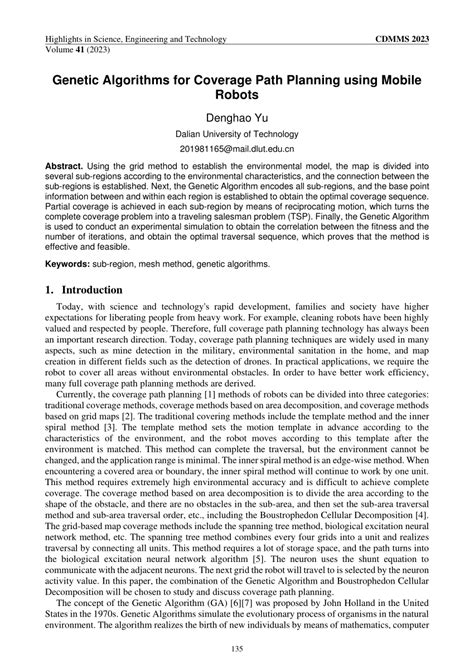 pdf genetic algorithms for coverage path planning using mobile robots
