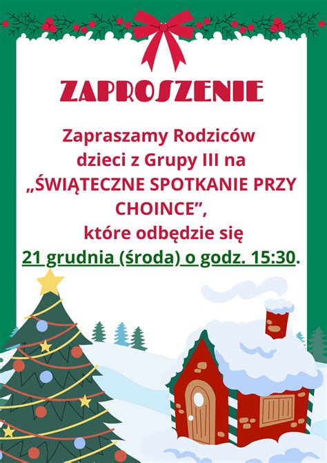 ZAPROSZENIE na Świąteczne Spotkanie Przy Choince w Grupie 3