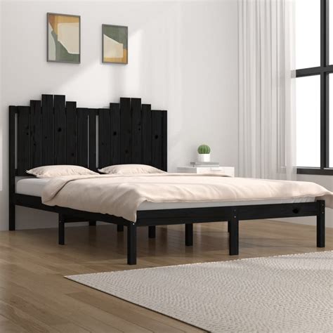 vidaXL Rama łóżka czarna lite drewno sosnowe 180x200 cm Super King