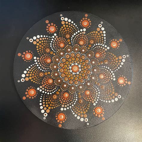 Dot Mandala Painting 8 Circular Painting Brown Gold Etsy