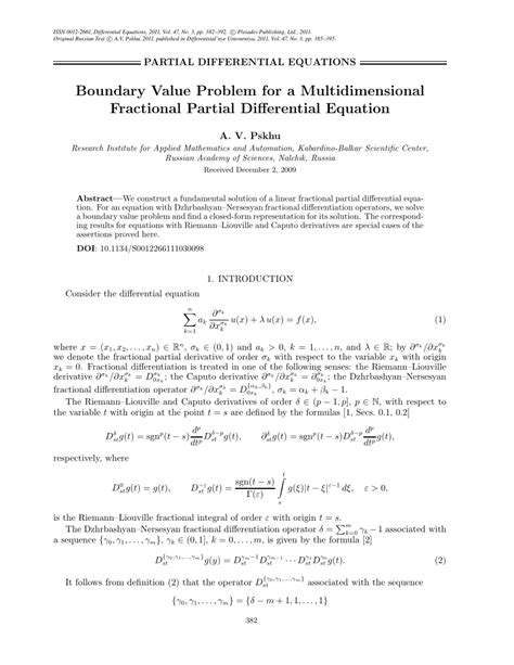pdf boundary value problem for a multidimensional fractional partial differential equation