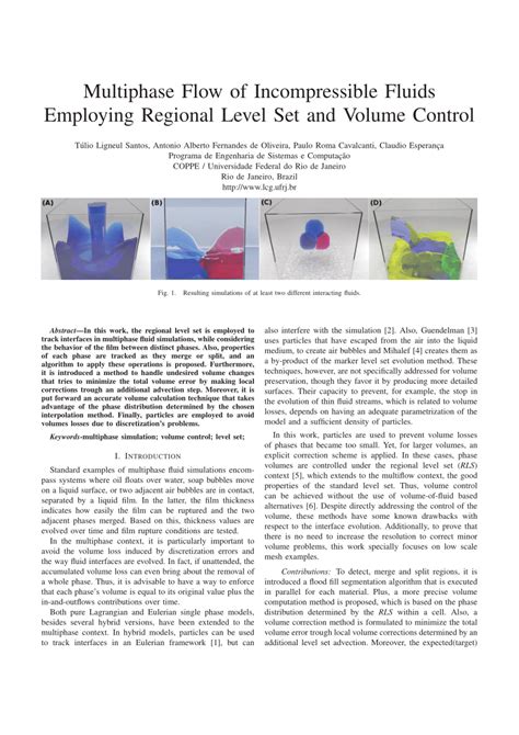 pdf multiphase flow of incompressible fluids employing regional level set and volume control