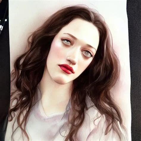 A Highly Detailed Portrait Of Kat Dennings With Purp Openart