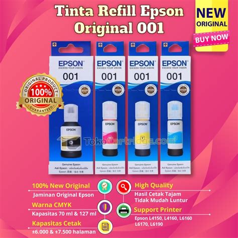 Jual Tinta Refill Botol Epson 001 Cyan Magenta Yellow 70ml Printer