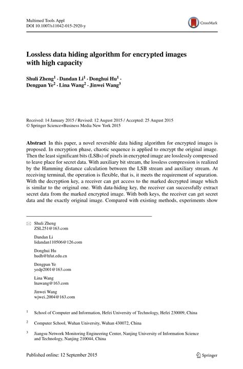 pdf lossless data hiding algorithm for encrypted images with high capacity