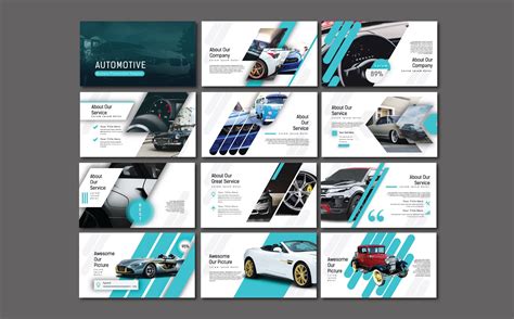 A Set Of Six Presentation Slides With Cars