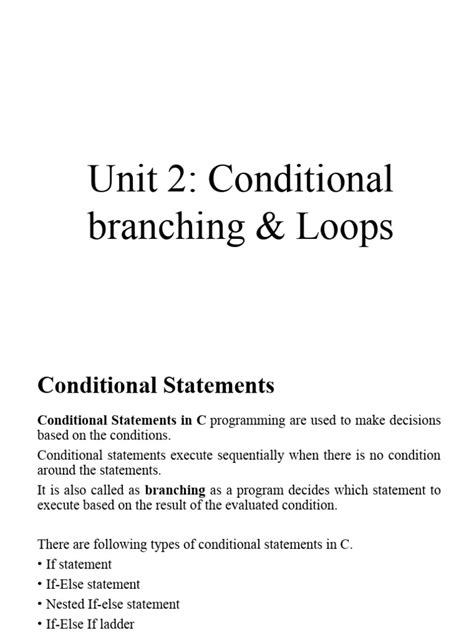 conditional branching loops pdf control flow computing