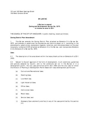 Fillable Online A By Law To Amend Zoning And Development By Law No
