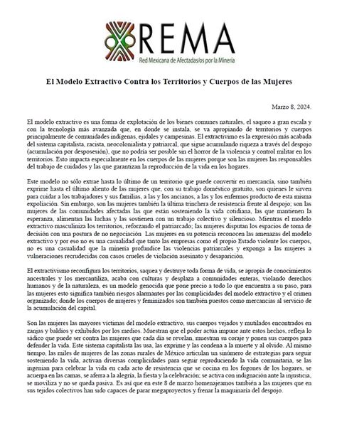 El Modelo Extractivo Contra Los Territorios Y Cuerpos De Las Mujeres
