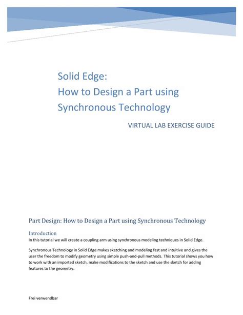 Pdf Solid Edge How To Design A Part Using Synchronous Technology