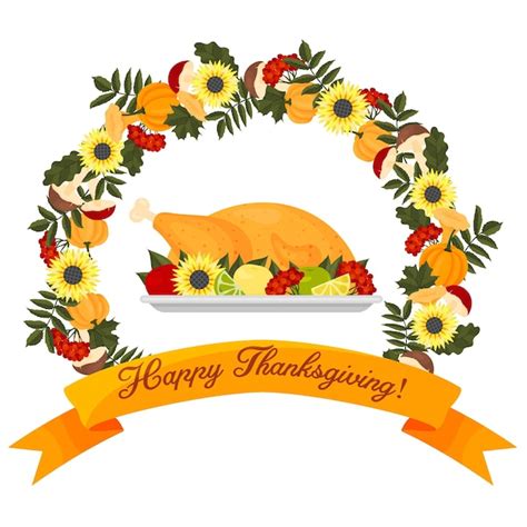 Premium Vector Happy Thanksgiving Greeting Card With With Turkey And