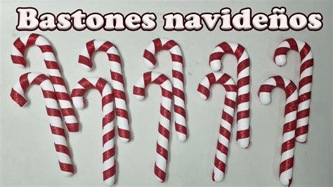 Como Hacer Bastones Navide Os Con Diamantina Y Foamy Facil Diy