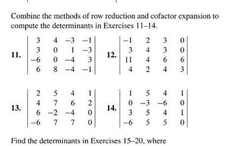 solved combine the methods of row reduction and cofactor