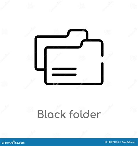 Outline Black Folder Vector Icon Isolated Black Simple Line Element