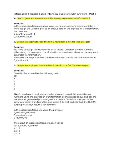 informatica scenario interview questions with answers pdf