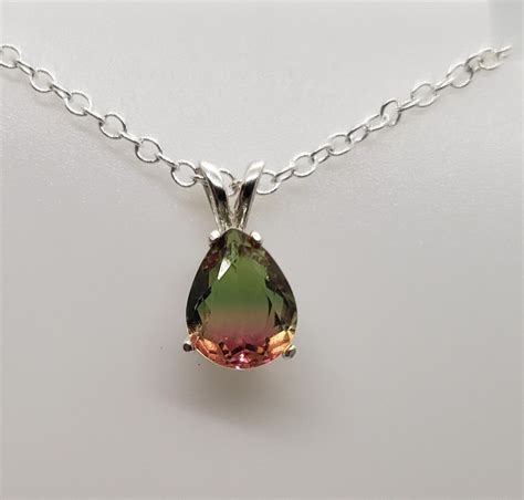 Ct Birne Wassermelone Turmalin Sterling Silber Halskette Etsy