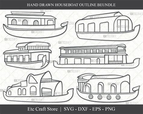 Houseboat Outline Etsy Australia