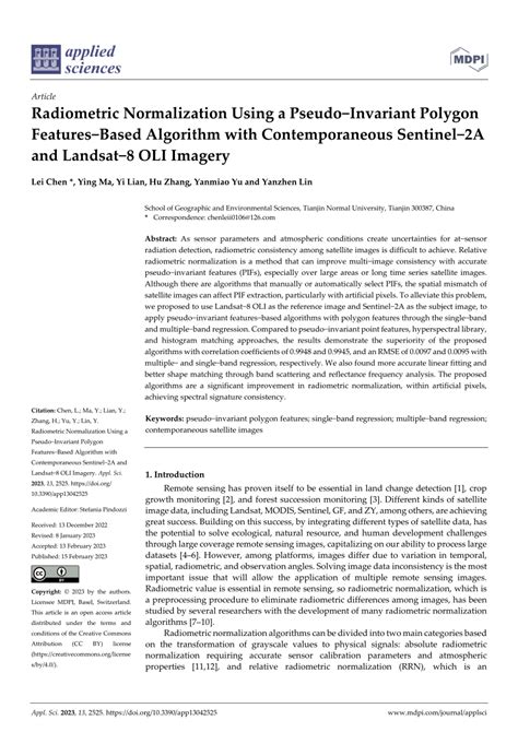 pdf radiometric normalization using a pseudo−invariant polygon features−based algorithm with
