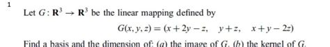 solved let g r3→r3 be the linear mapping defined by