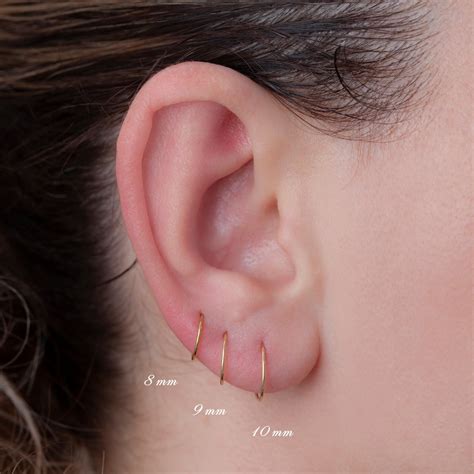 Tiny Cartilage Conch Helix Tragus Hoop Earrings Thickness Etsy