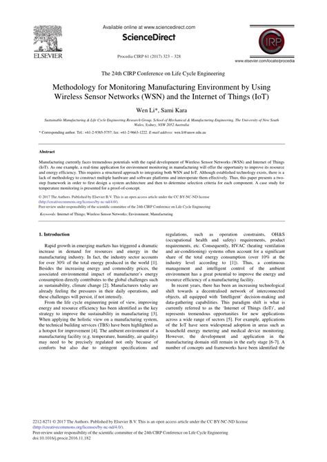 pdf methodology for monitoring manufacturing environment by using wireless sensor networks