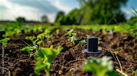 Soil And Water Sensors In A Field Aiding In Precise Irrigation By
