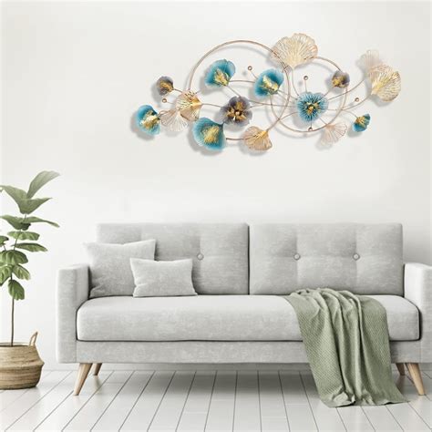 Amazon HOOMTLSY 3D Metal Wall Art Golden Ginkgo Leaf Wall Hanging